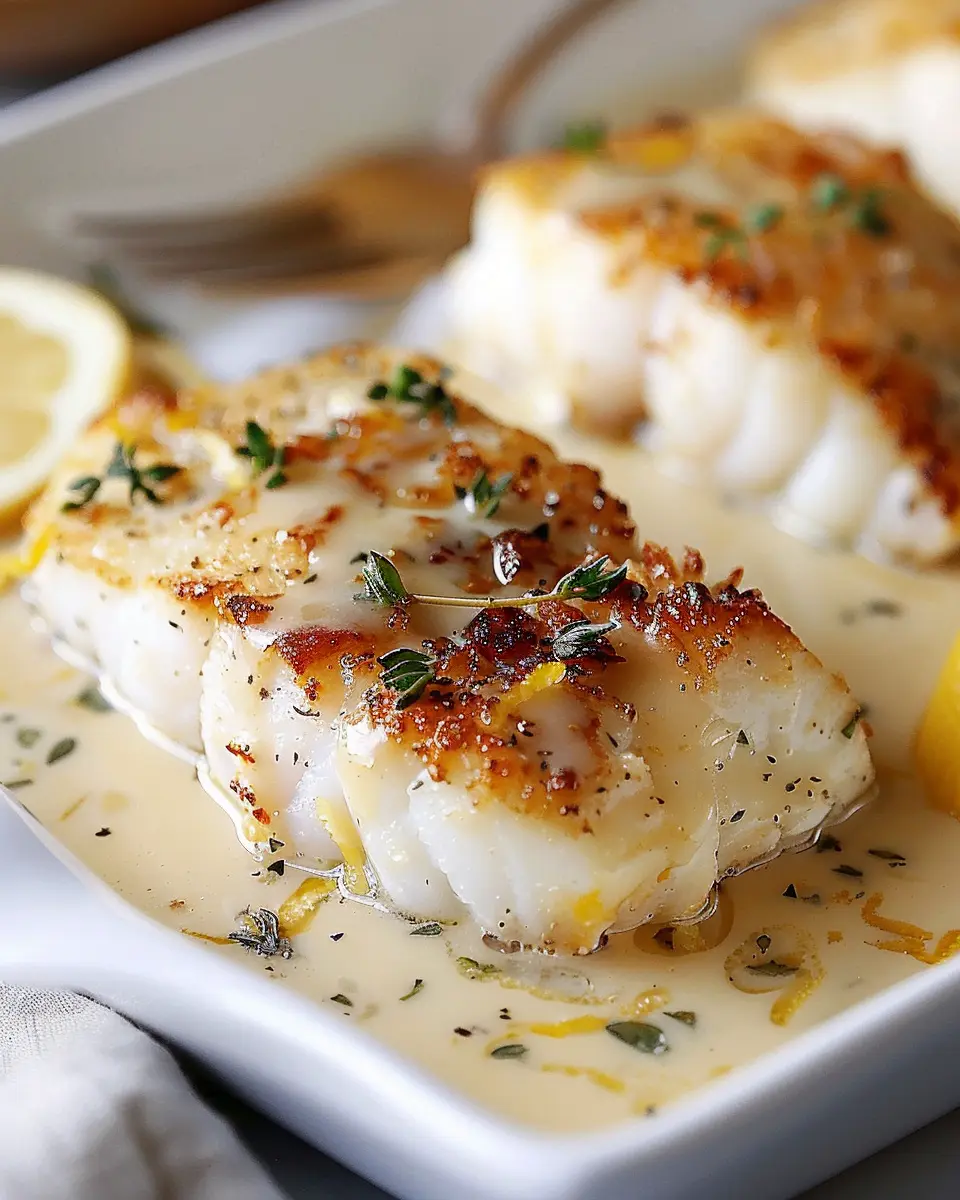 Baked Cod in Coconut Lemon Cream Sauce